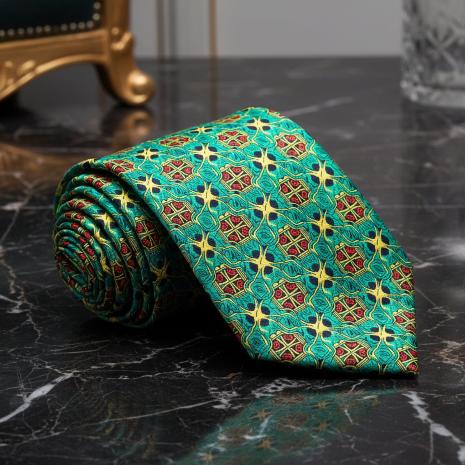 Green Synapse Abstract Necktie