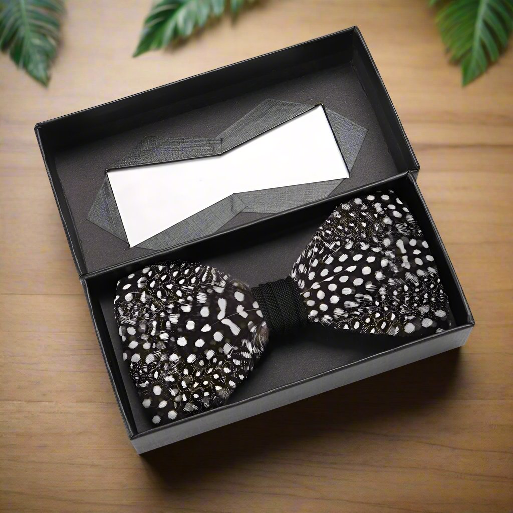 Dapper Dots Pre-Tied Feather Bow Tie