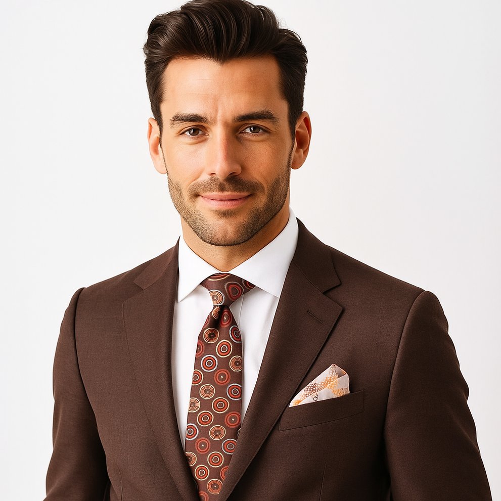 Brown Bullseye Pattern Necktie | Retro Circles with Modern Style