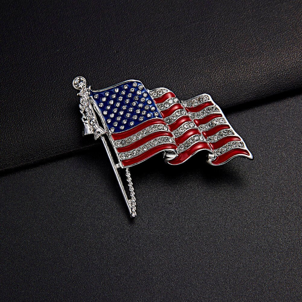 American Flag Gemstone Lapel Pin