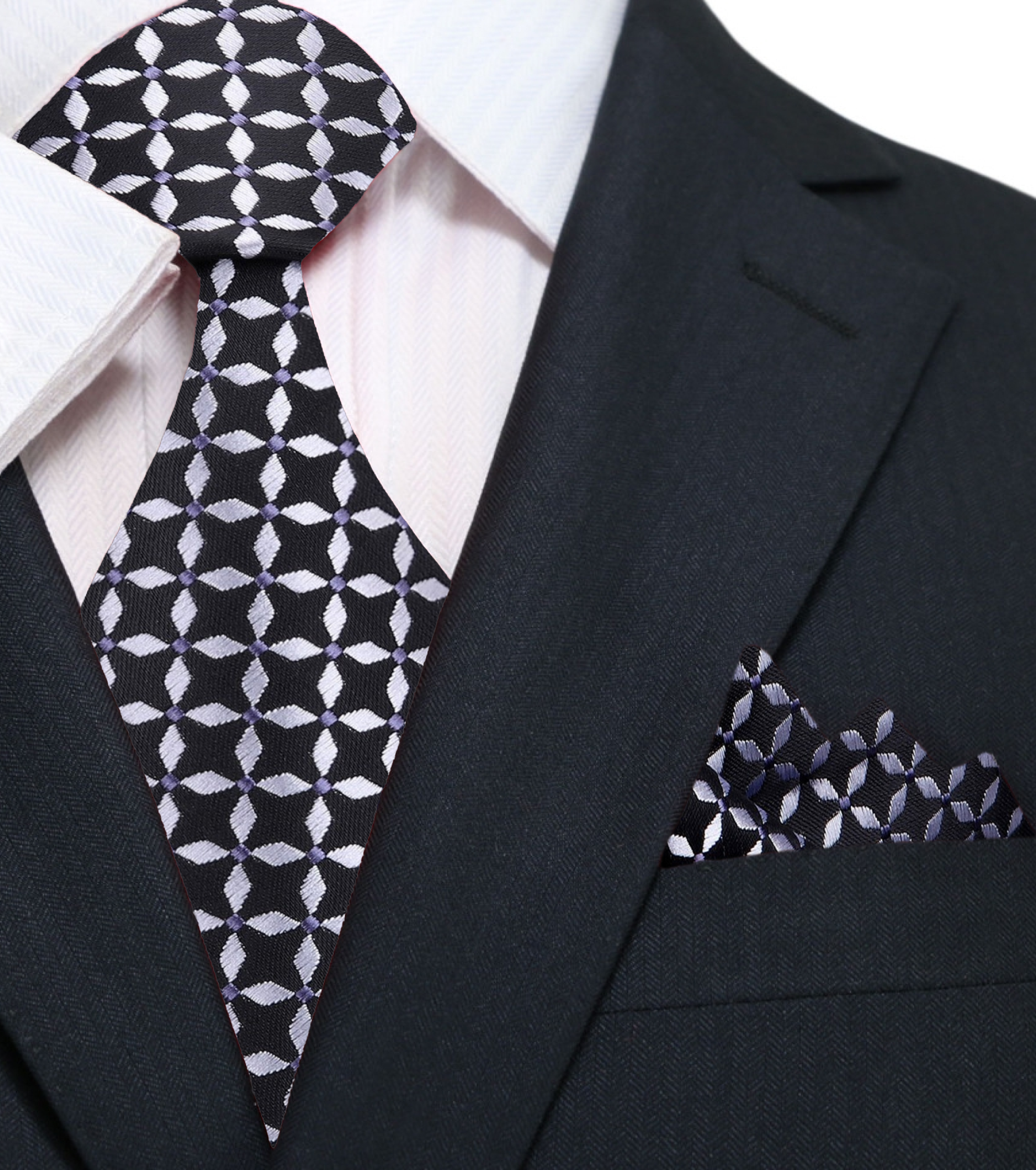 Black & Silver Geometric Necktie | Modern Men’s Dress Tie