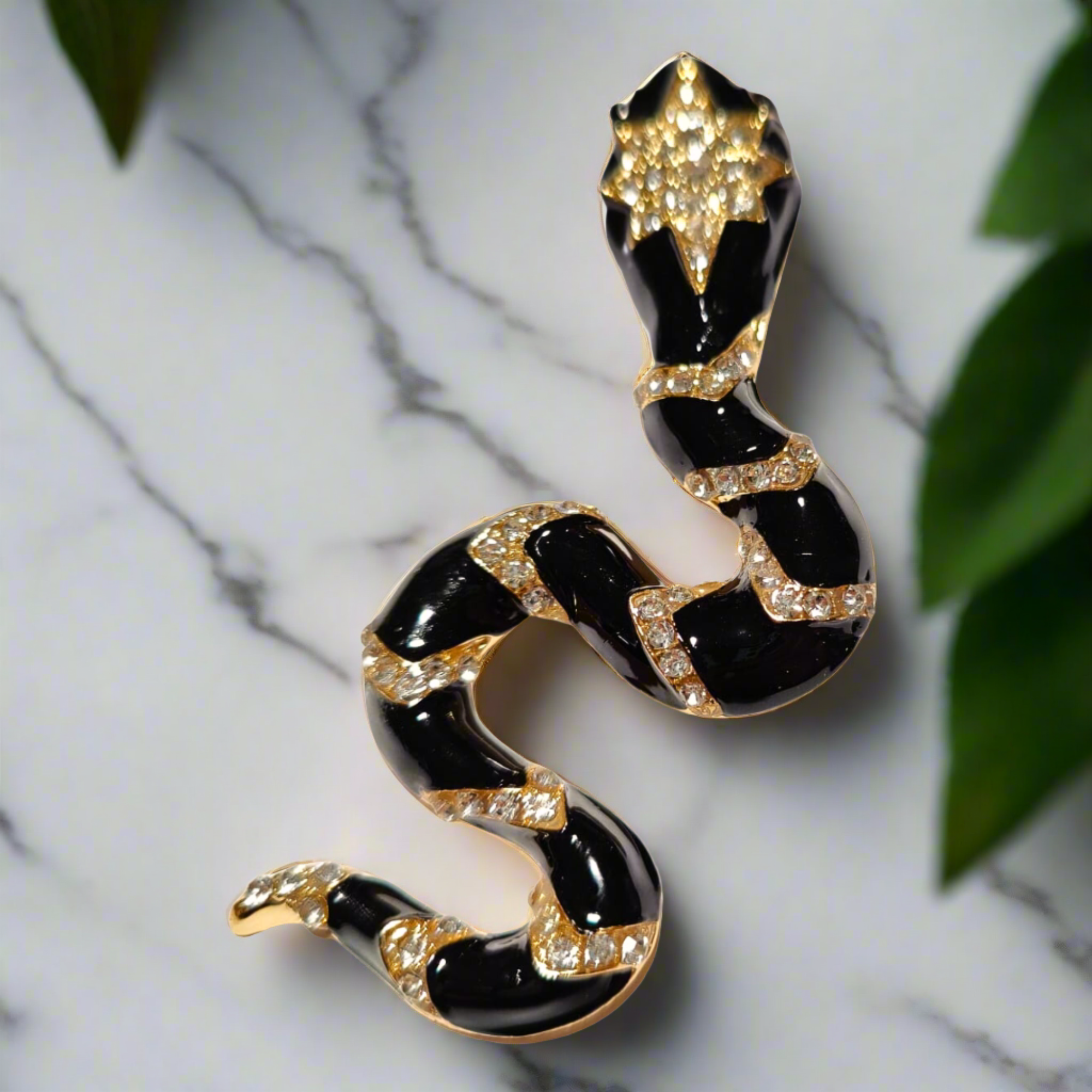 Jeweled Snake Lapel Pin