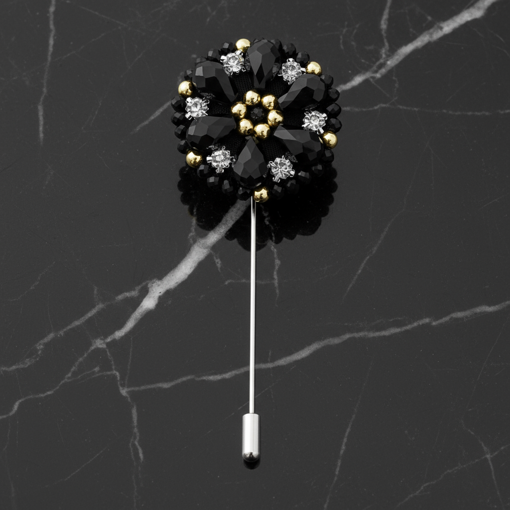 Black Gem Luxury Cushion Lapel Pin