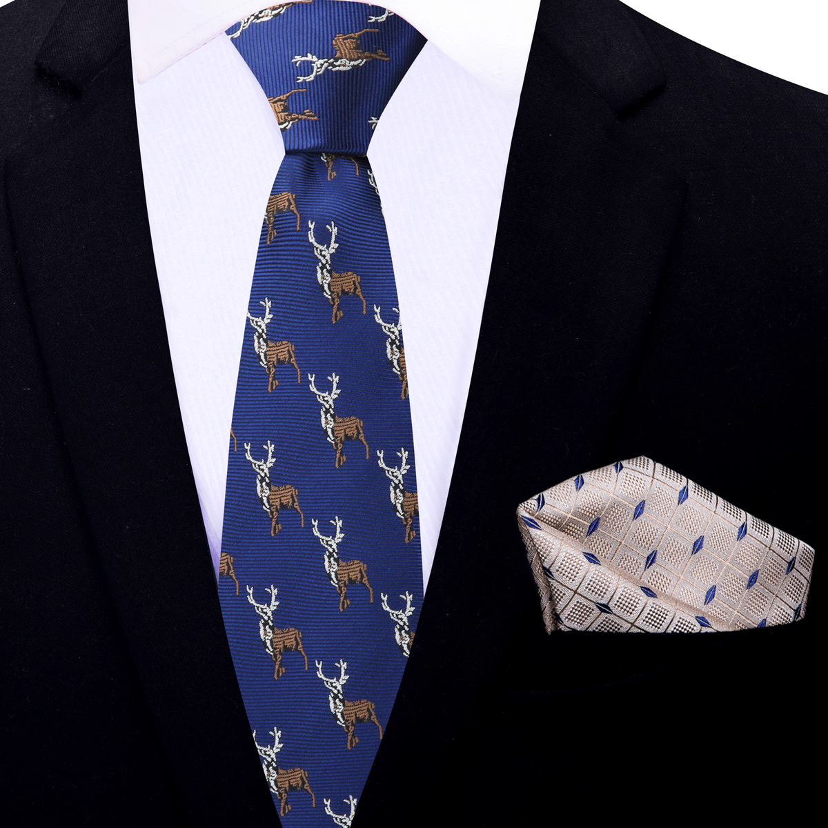 Blue Wildwood Stag Abstract Necktie