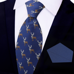 Blue Wildwood Stag Abstract Necktie