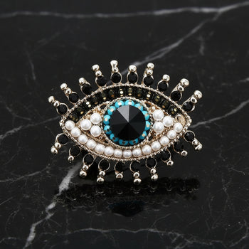 Mystic Eye Lapel Pin – Clear or Black Stone Zinc Alloy Accessory