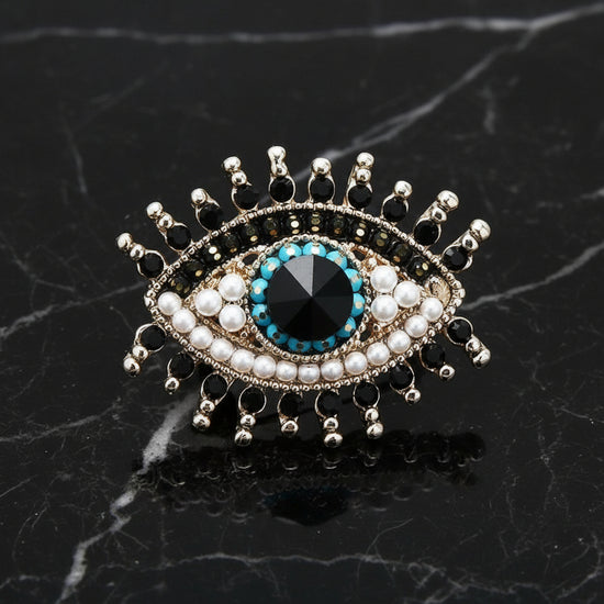 Mystic Eye Lapel Pin – Clear or Black Stone Zinc Alloy Accessory
