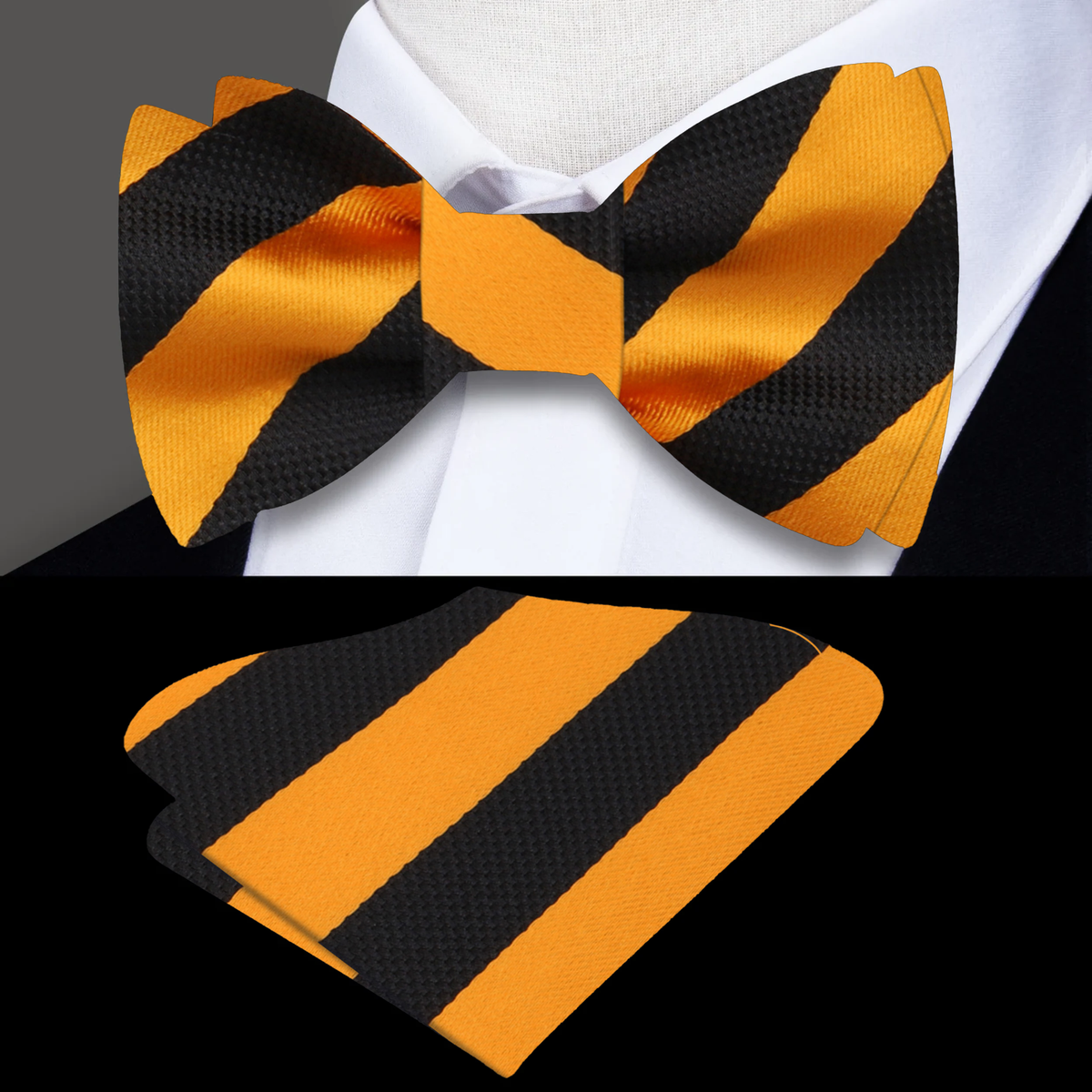 Stutter Step Stripe Bow Tie and Pocket Square