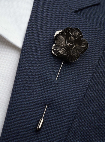 Metallic Luxury Flower Lapel Pin