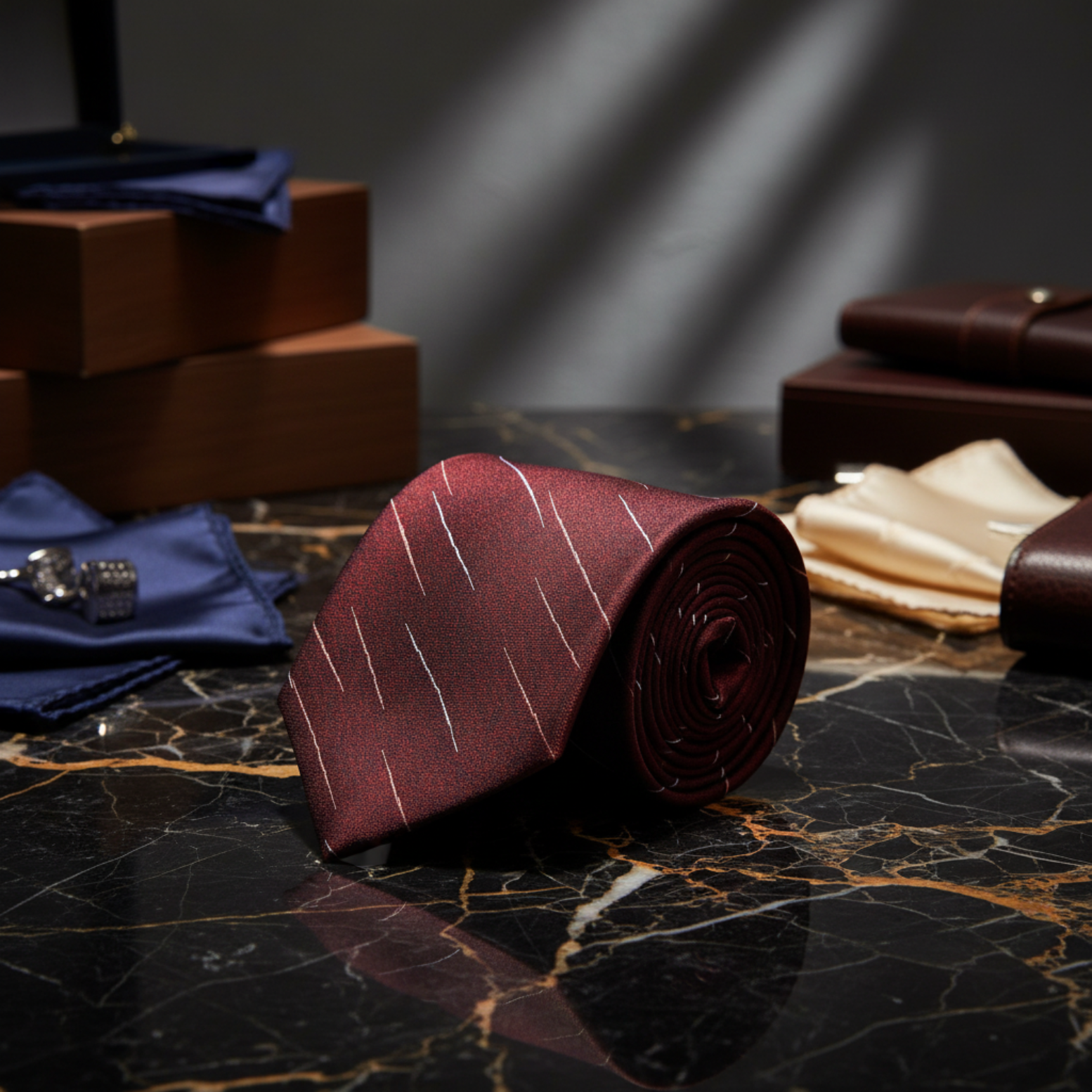 Deep Red Streak Necktie – Modern Slim & Classic Options