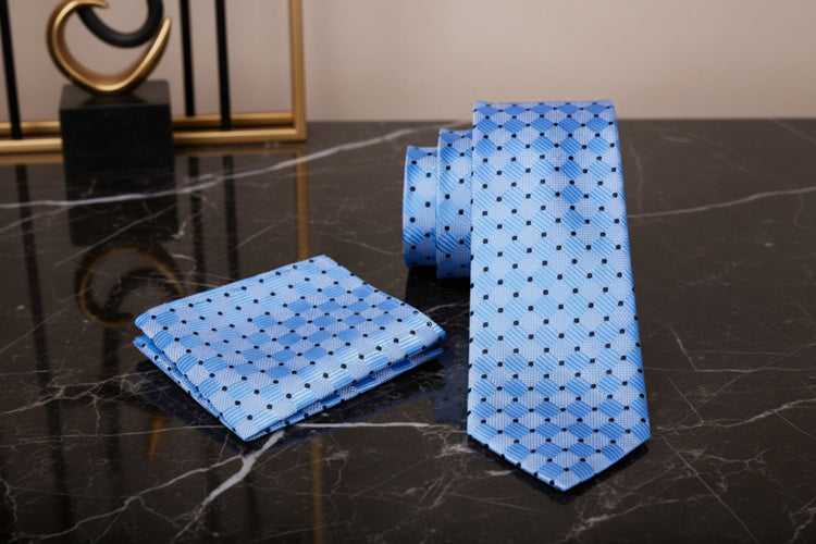 Light Blue Geometric Necktie | Subtle Pattern with Modern Polish