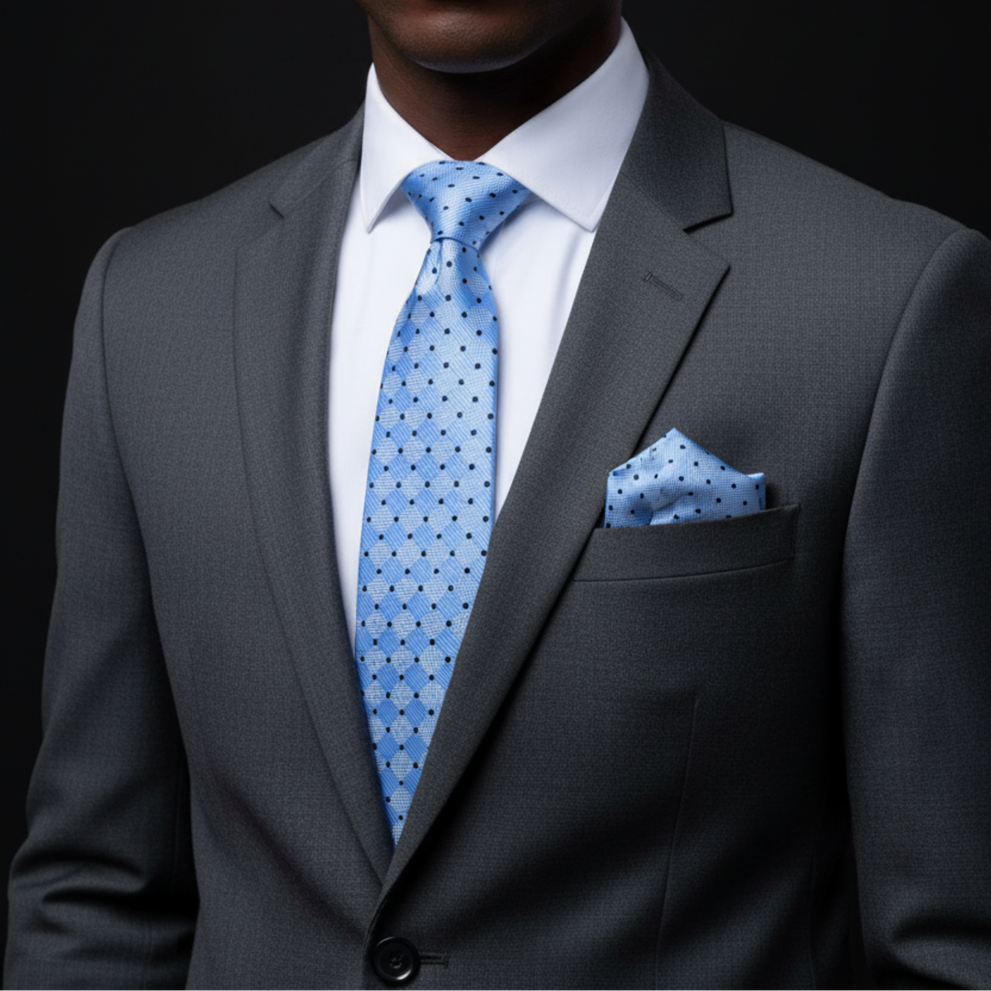 Light Blue Geometric Necktie | Subtle Pattern with Modern Polish