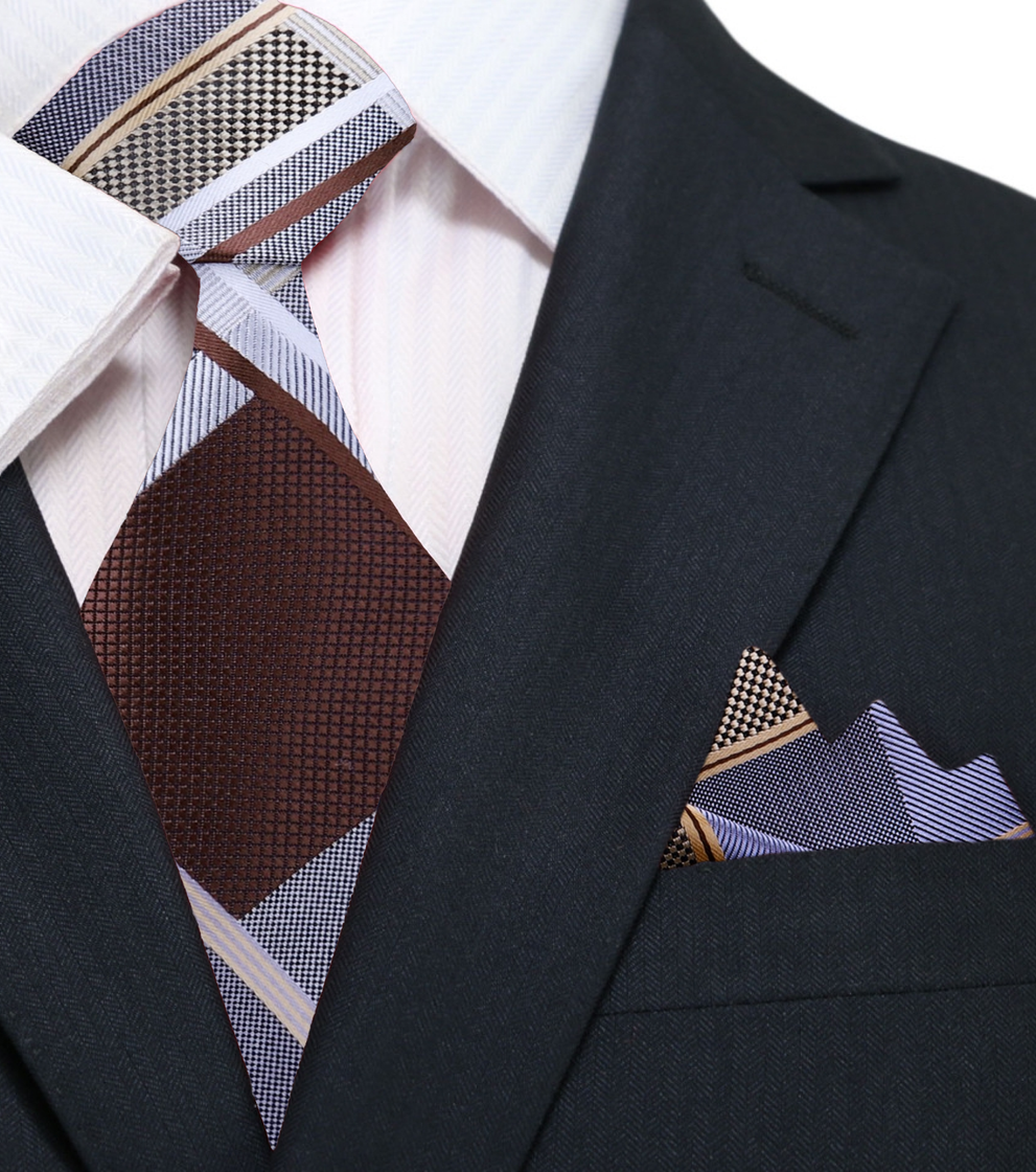 Omega Geometric Plaid Necktie
