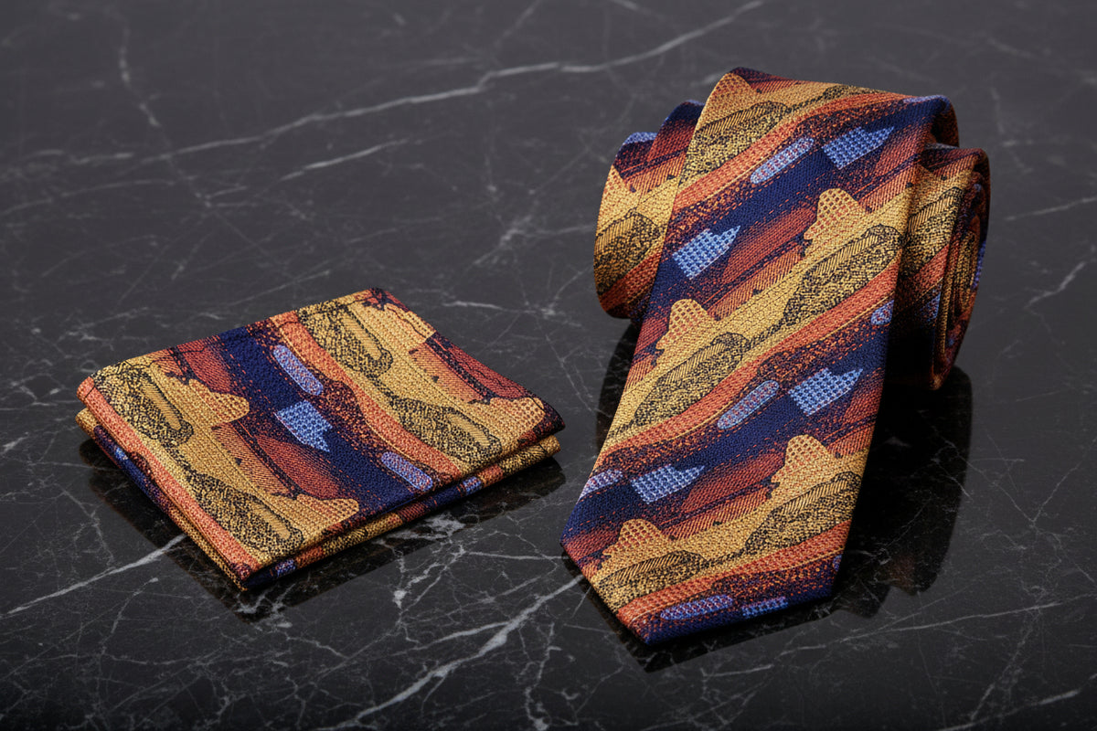 The Abstract Genesis Silk Necktie, Pocket Square