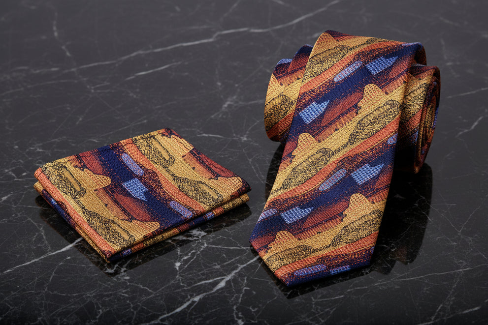 The Abstract Genesis Silk Necktie, Pocket Square