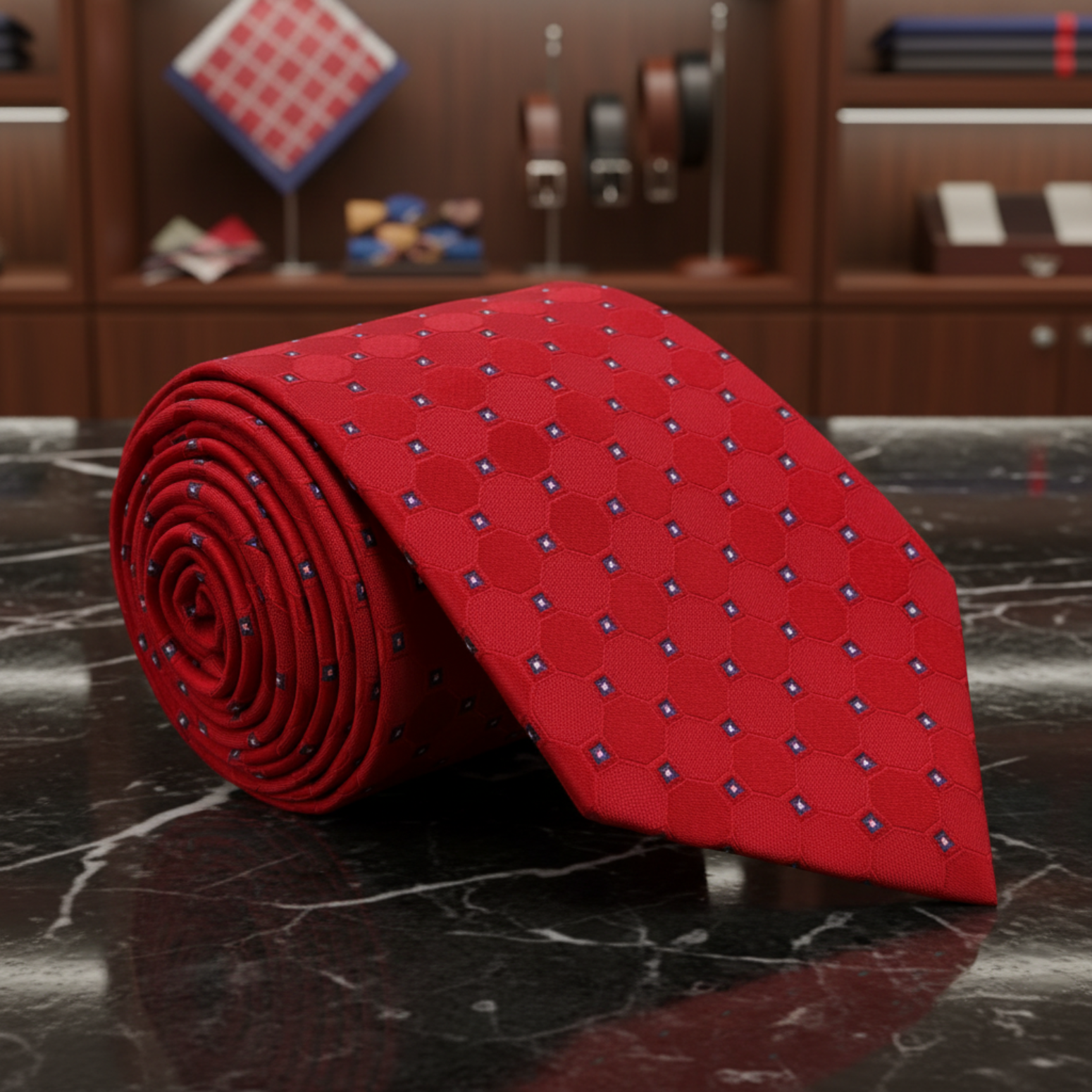 Powerful Red Thin Necktie