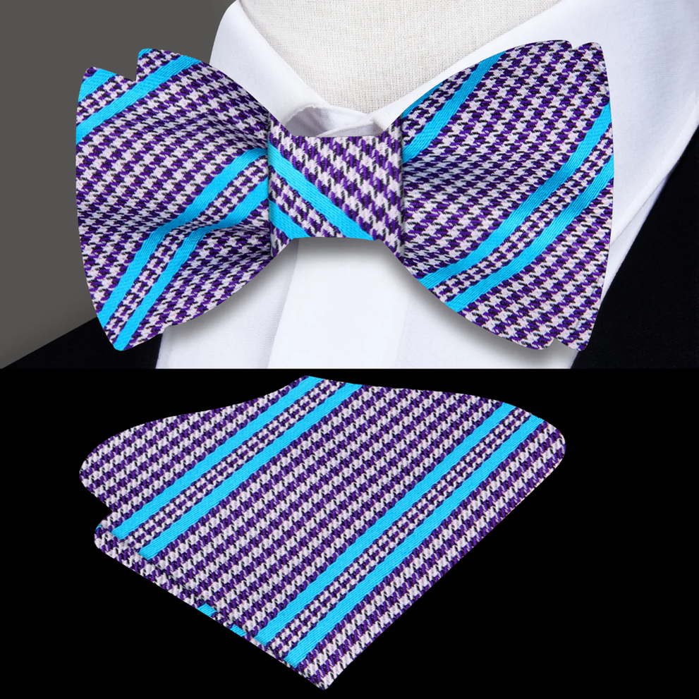 Purple & Blue Stripe Bow Tie