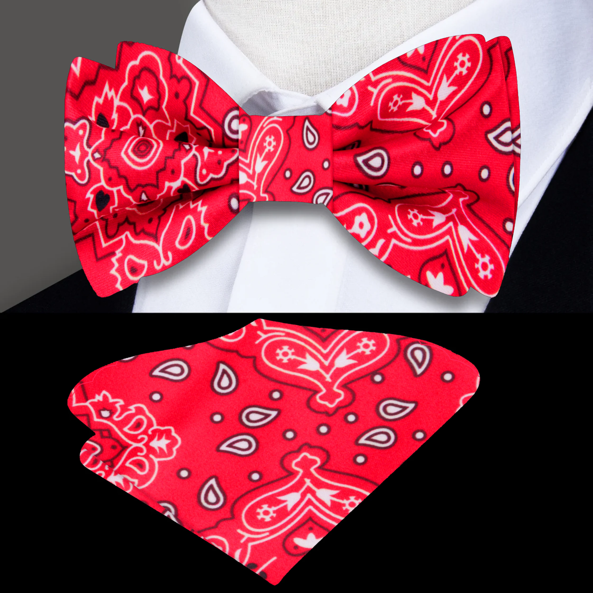 Traditional Red Bandana Paisley Bow Tie
