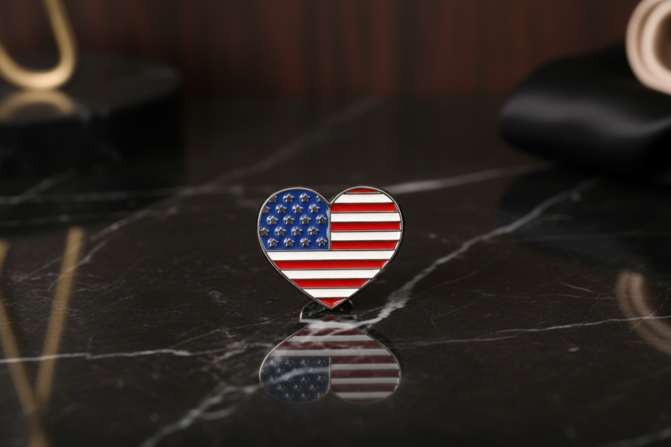 Heart American Flag Lapel Pin
