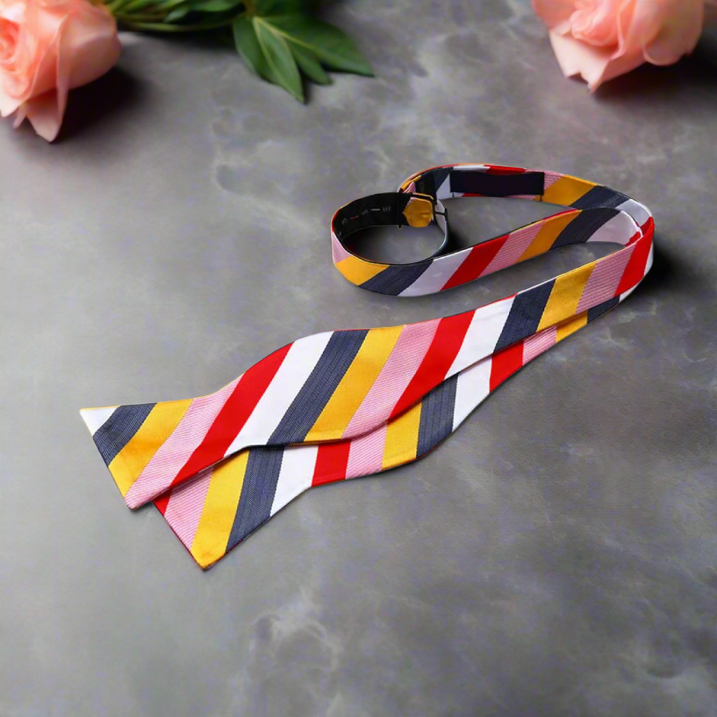 Stutter Step Stripe Bow Tie and Pocket Square