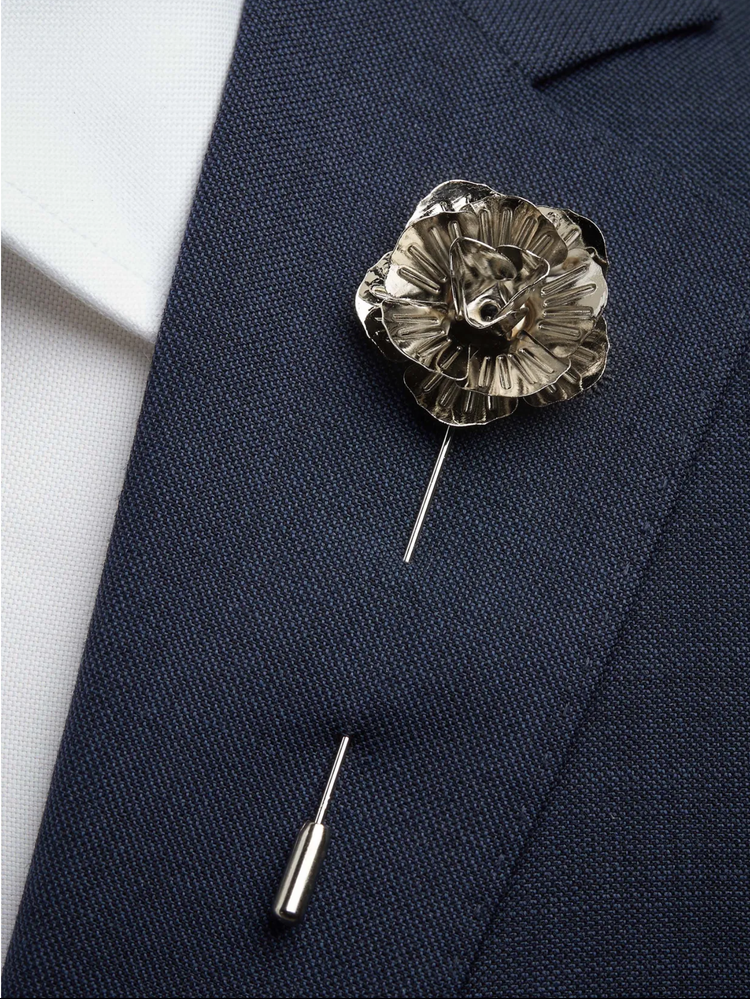 Metallic Luxury Flower Lapel Pin