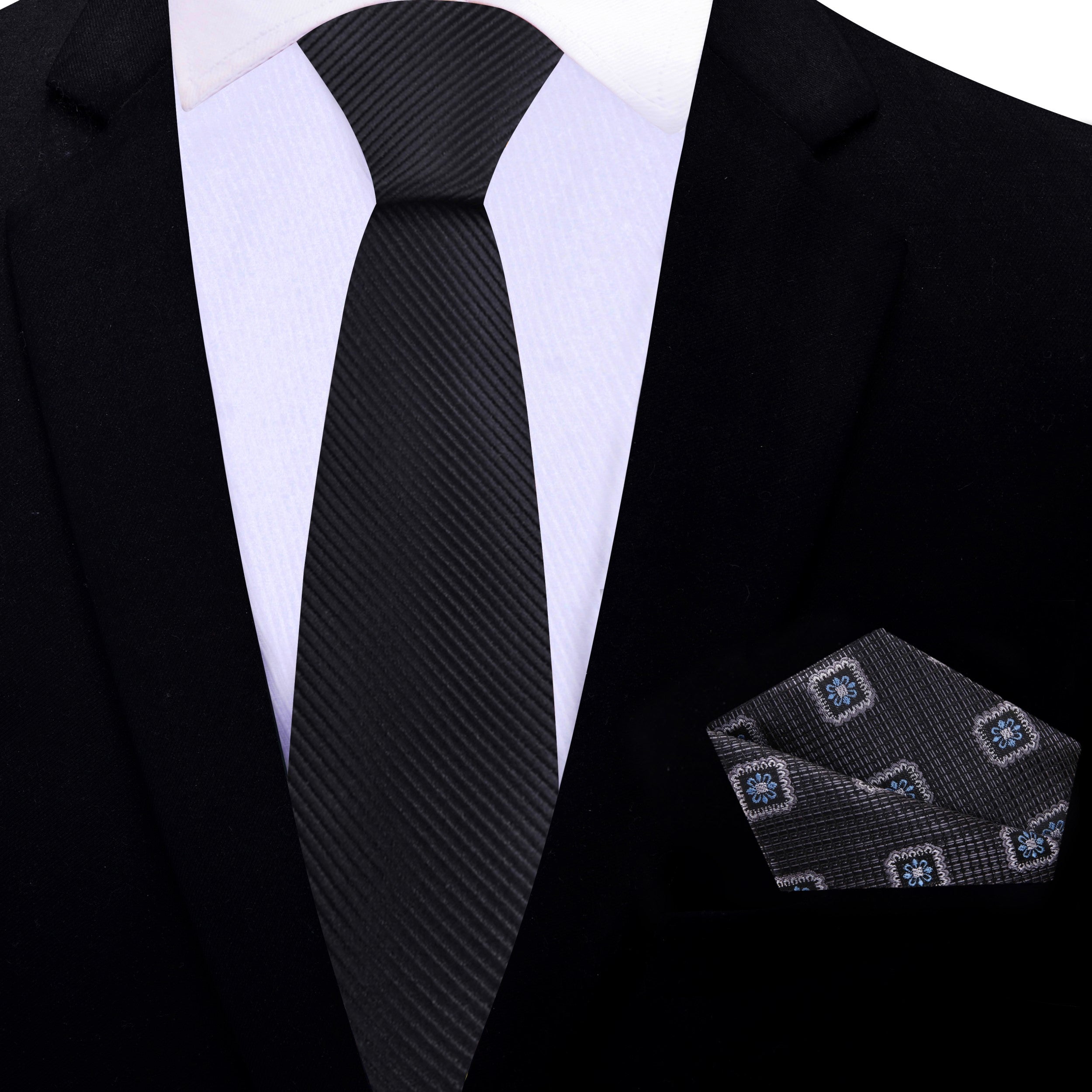 Solid Black Formal Necktie