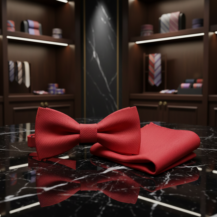 Classic Red Solid Bow Tie for Weddings & Holiday Parties