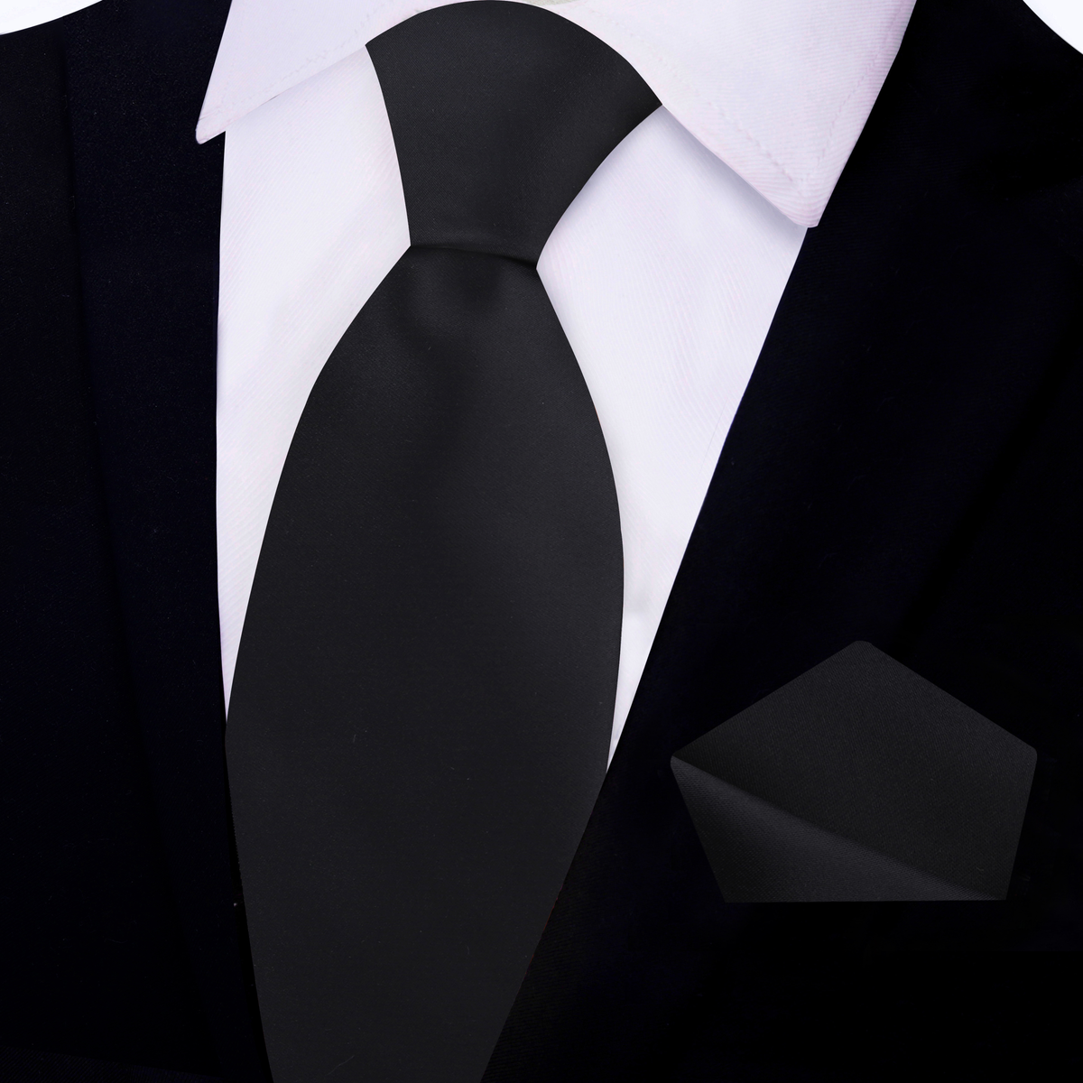 Solid Black Formal Necktie
