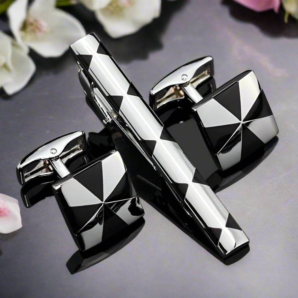 X Tie Bar and Cuff-links Set