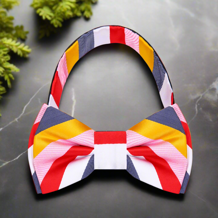 Stutter Step Stripe Bow Tie and Pocket Square