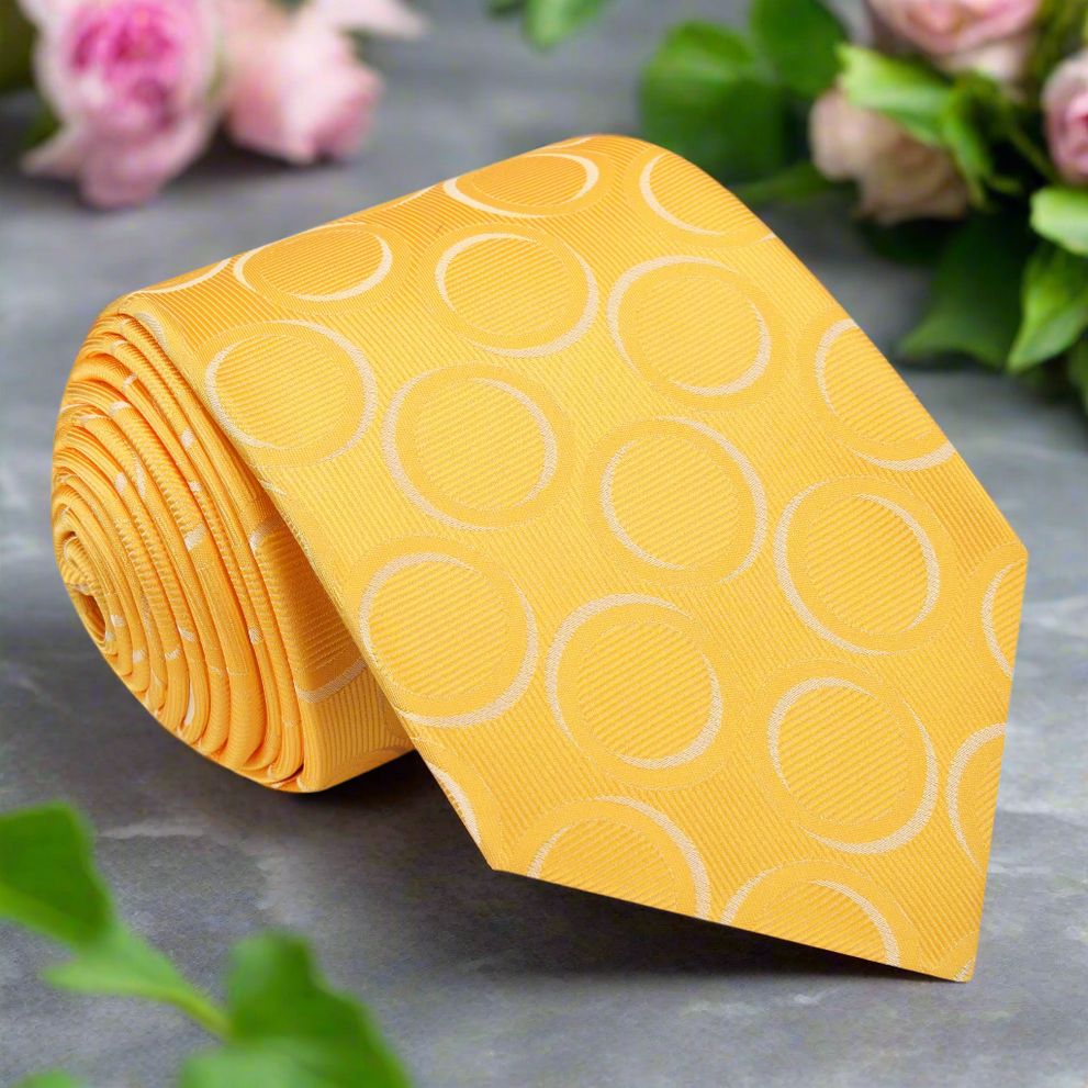 Yellow Rings Abstract Necktie