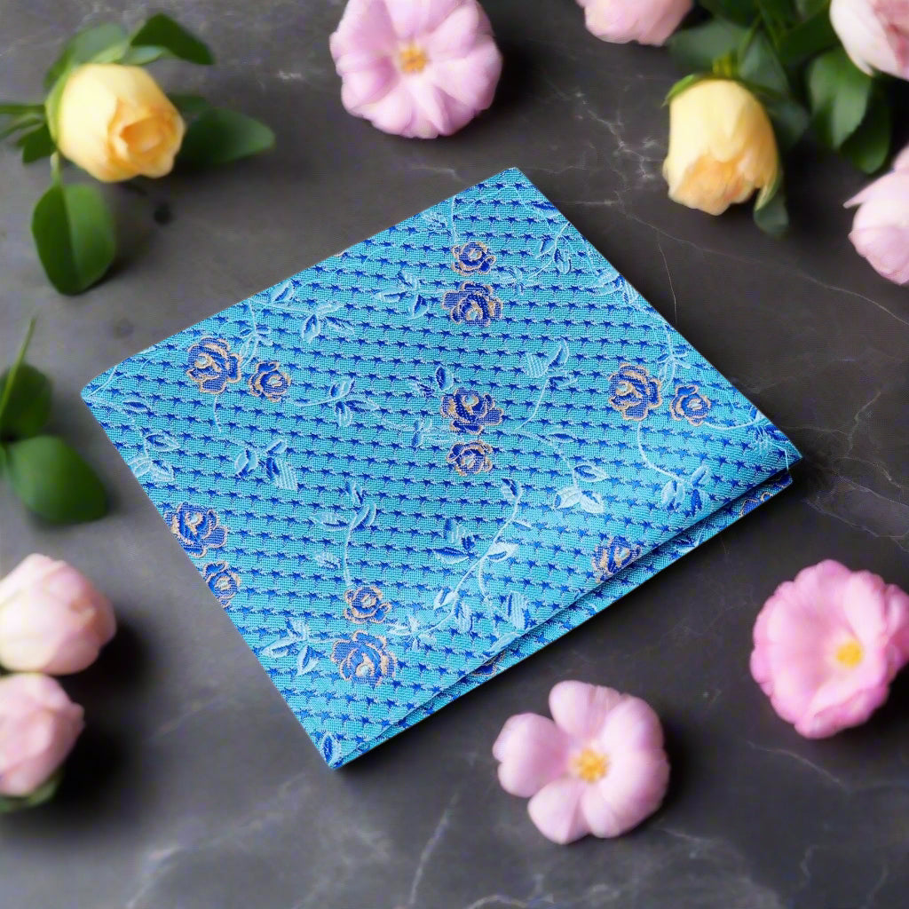 Blue Blossom Pocket Square