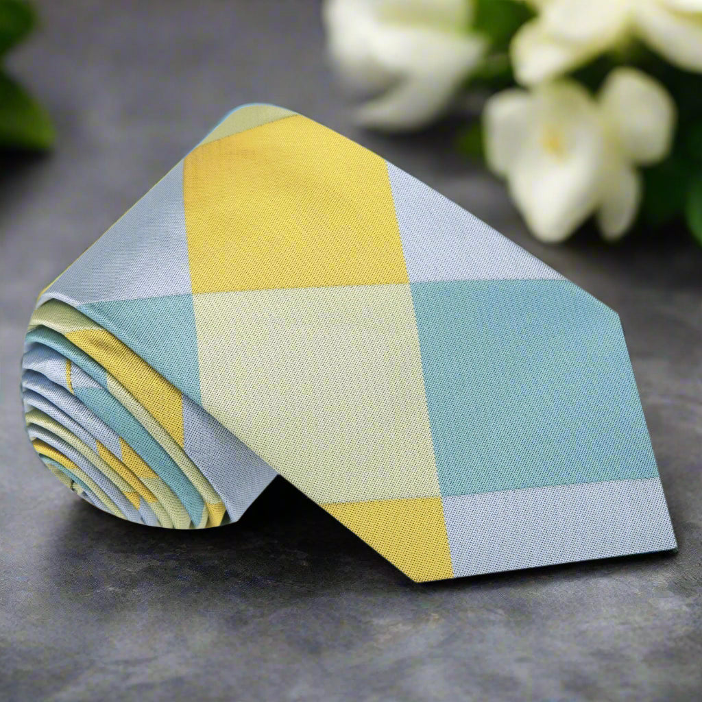 The Yellow Blue Large Diamond Tie
