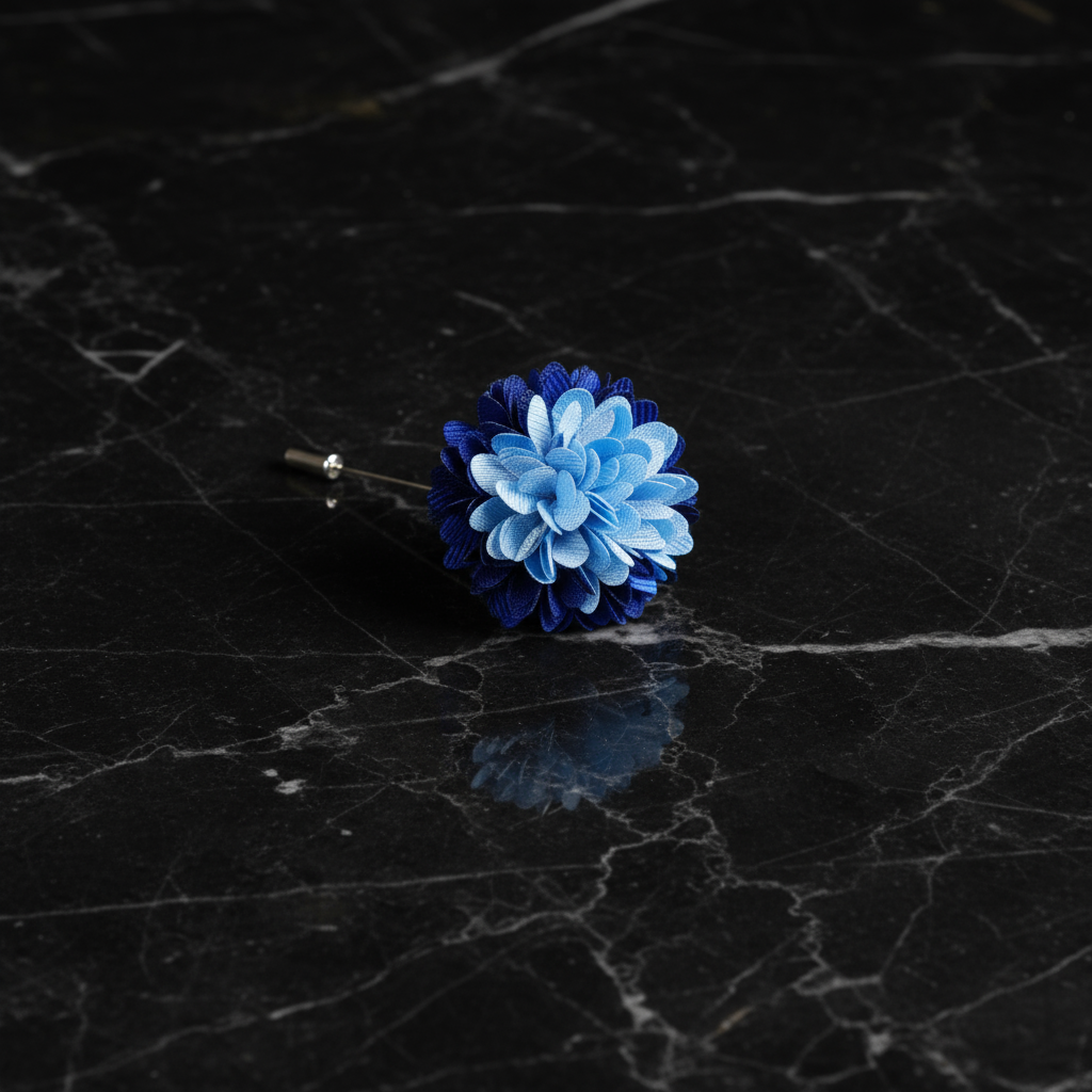 Blue & Light Blue Regal Blossom Lapel Pin