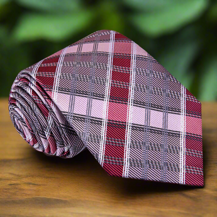Crimson Matrix Plaid Necktie
