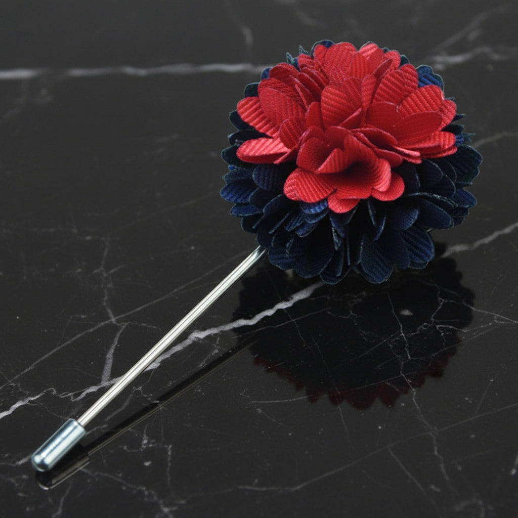 Dark Blue/Red Blossom Lapel Pin