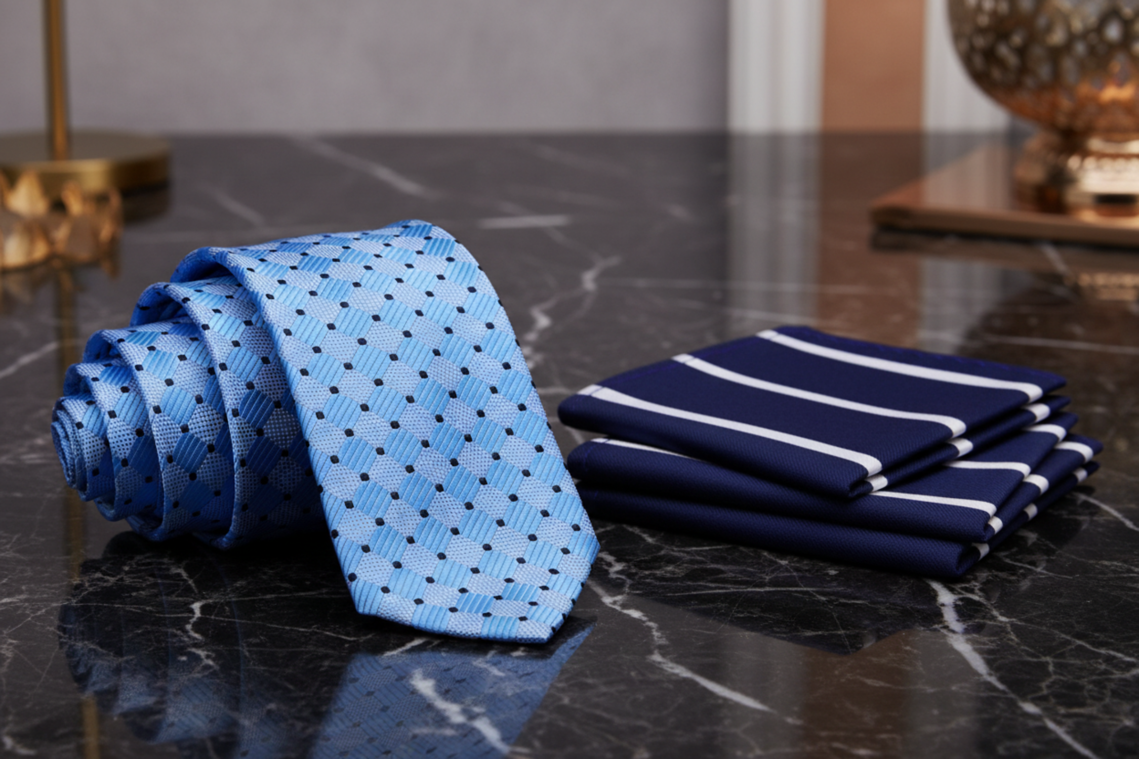 Light Blue Geometric Necktie | Subtle Pattern with Modern Polish