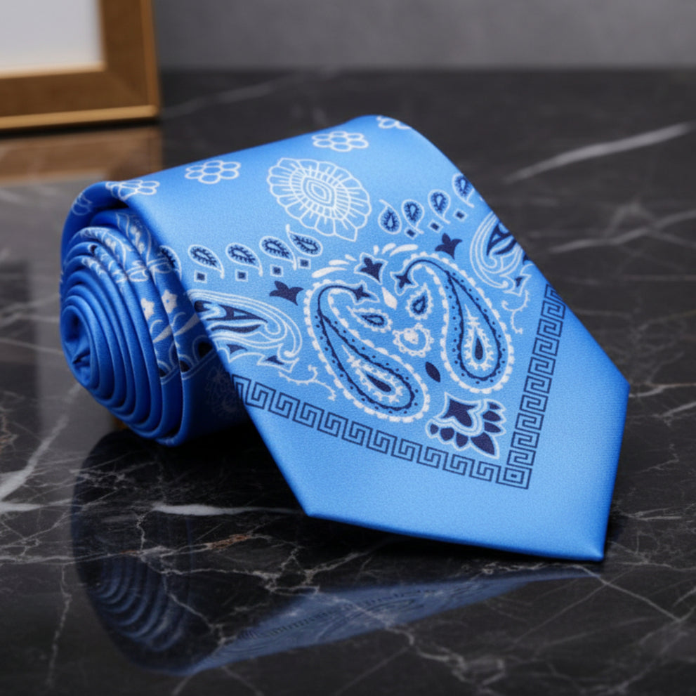 Baby Blue Bandana Paisley Tie