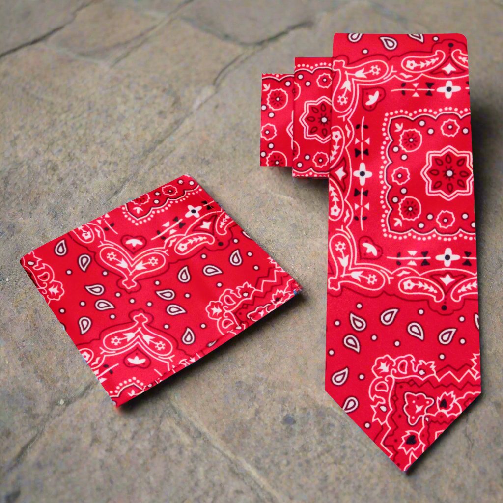 Traditional Red Bandana Paisley Necktie