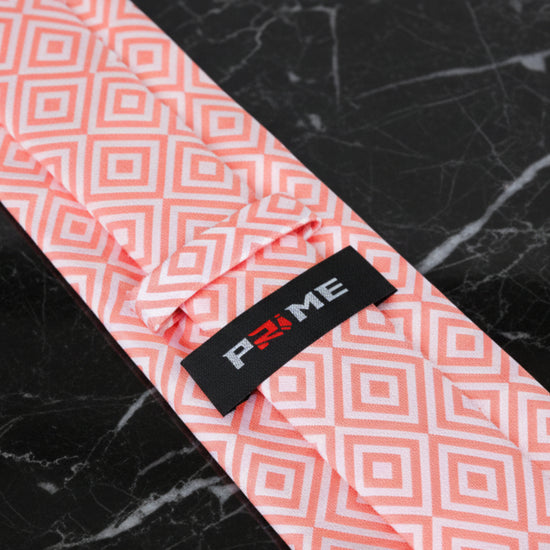 Peachy Pink Geometric Necktie | Elegant Style
