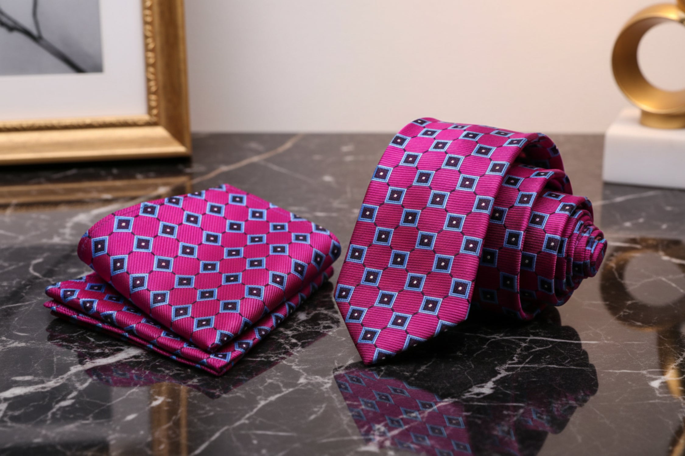 The Concept Silk Geometric Tie Set