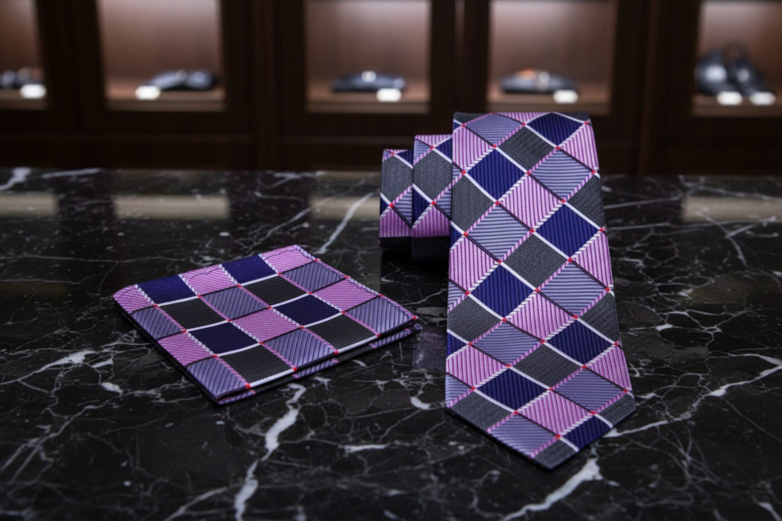 Crisp Cool Geometric Tie and Pocket Square