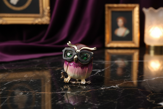 A Metallic Wise Owl Lapel Pin