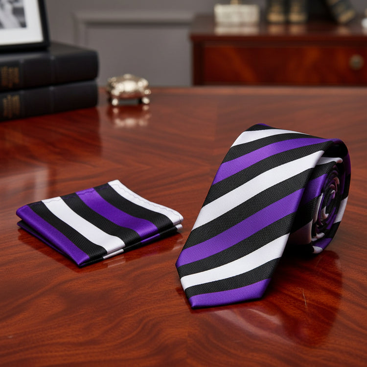 Stutter Step Stripe Silk Tie Set