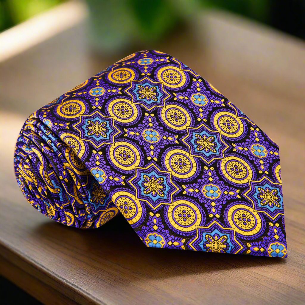 Shield of Copper Geometric Tie