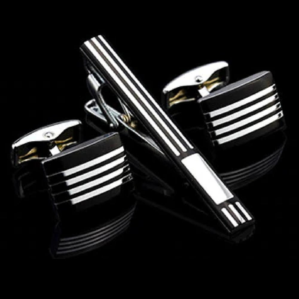 Symmetry Tie Bar and Cuff-links Set